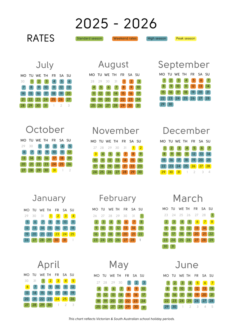 Halls Gap Powered sites and Unpowered sites Rates - Halls Gap Lakeside